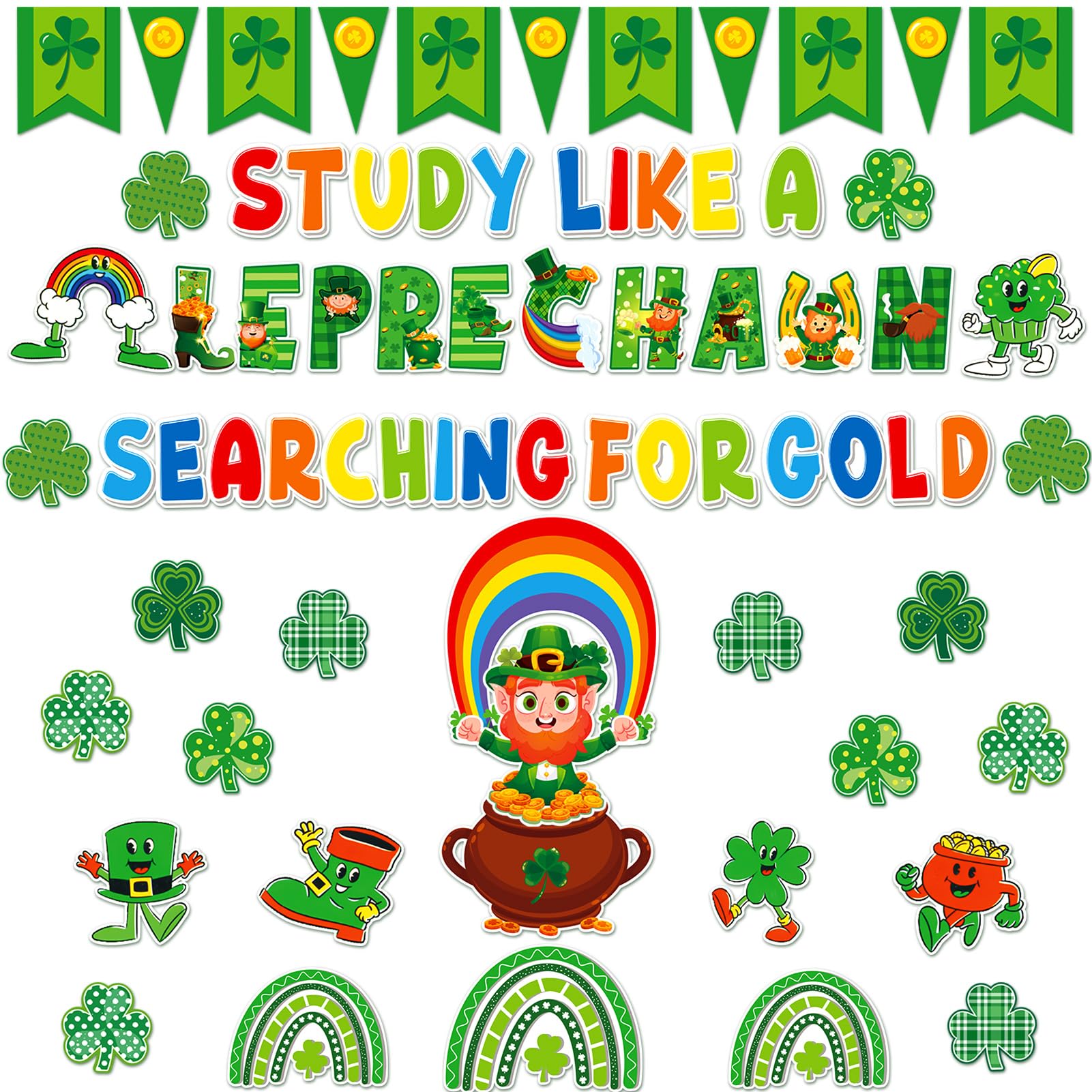 HOWAF St. Patrick's Day Classroom Bulletin Board Decorations Study Like ...