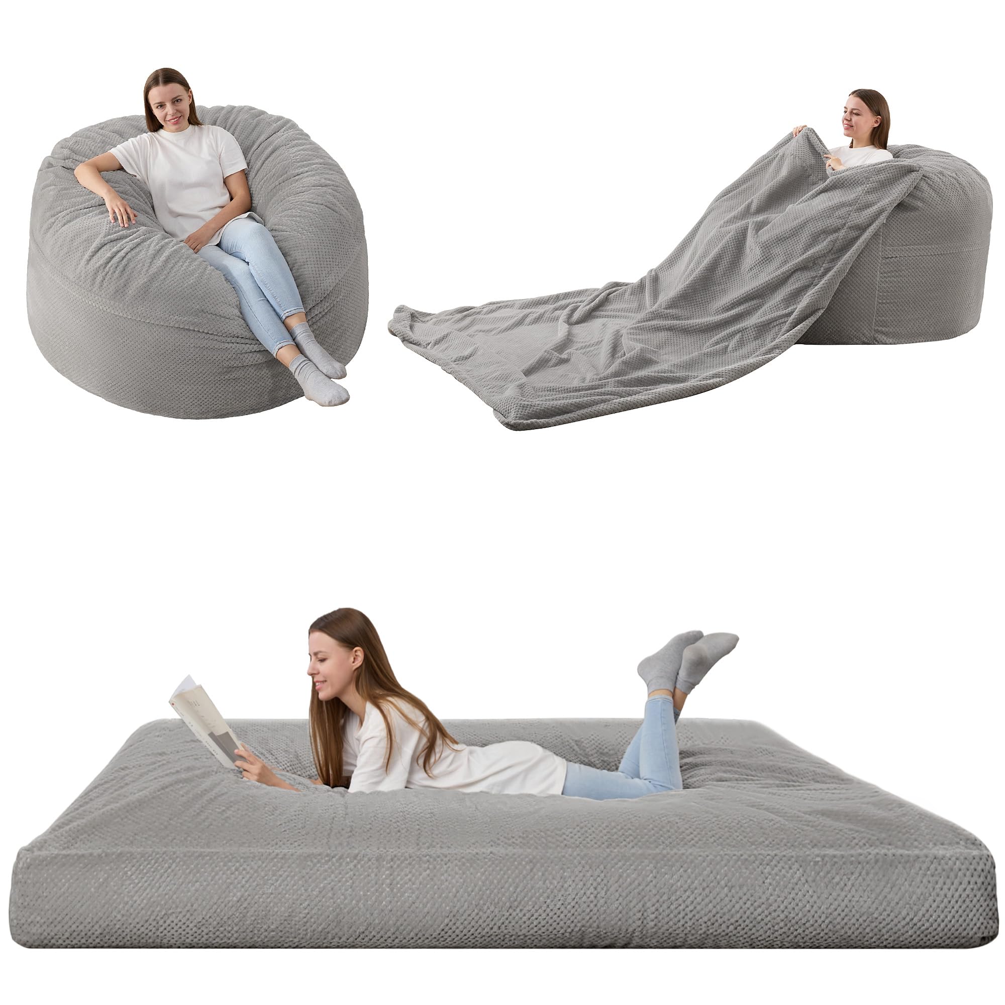 HABUTWAY Bean Bag Chair, Giant Bean Bag Chair with Washable Chenille ...