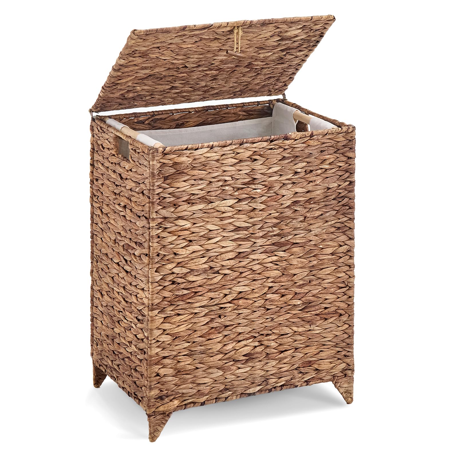 Large Laundry Hamper with Lid and Removable Liner Bag, Wicker Laundry ...