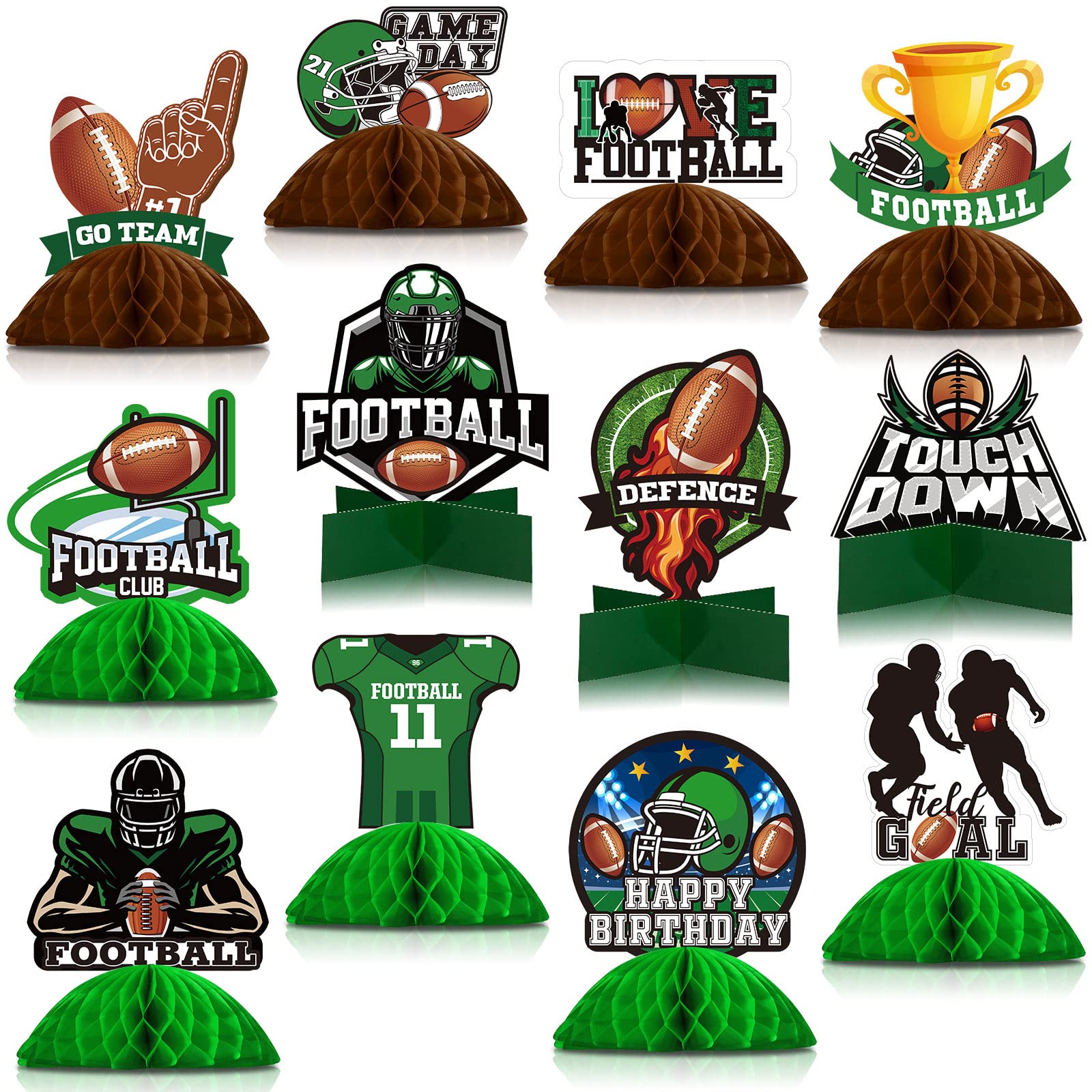Pajean 12 Pcs Football Party Honeycombs Decorations Football Table ...