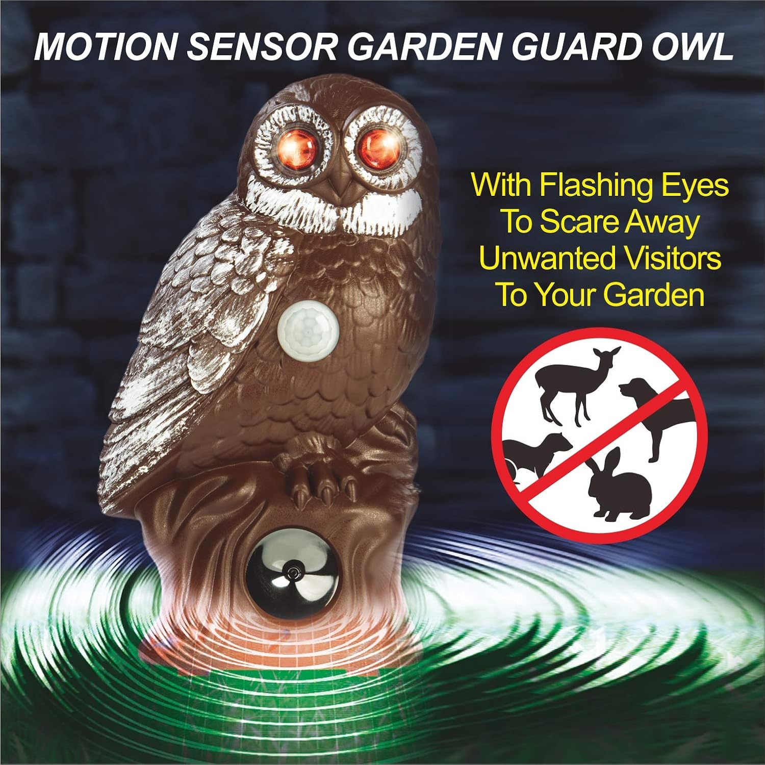 UNCLE SAM Motion Owl Decoy Sensor Garden Guard with Flash Eyes ...
