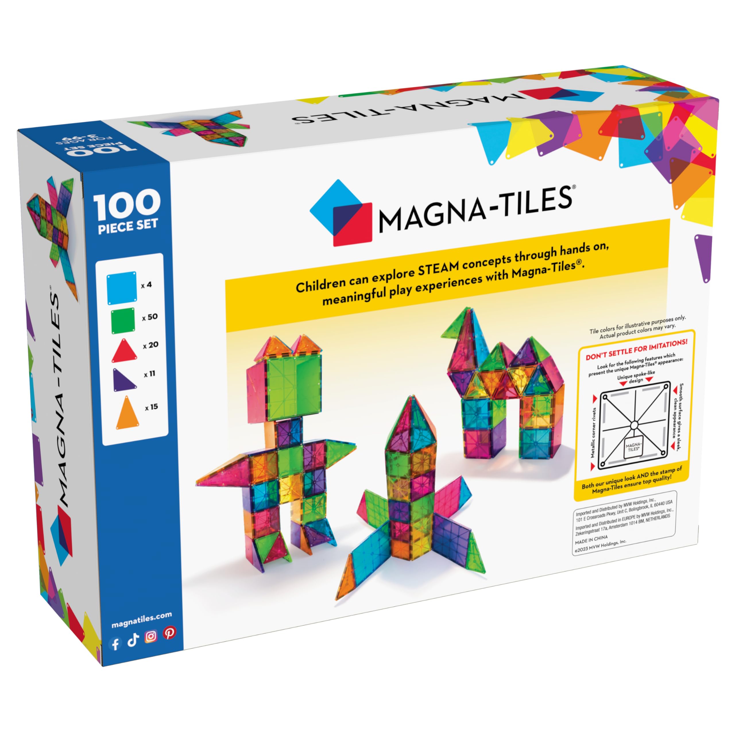 Mua MAGNA-TILES Classic 100-Piece Magnetic Construction Set, The ...