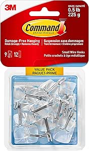 Command Wire Hooks Value Pack, Small, Clear, 9 Hooks 12 Small Strips ...