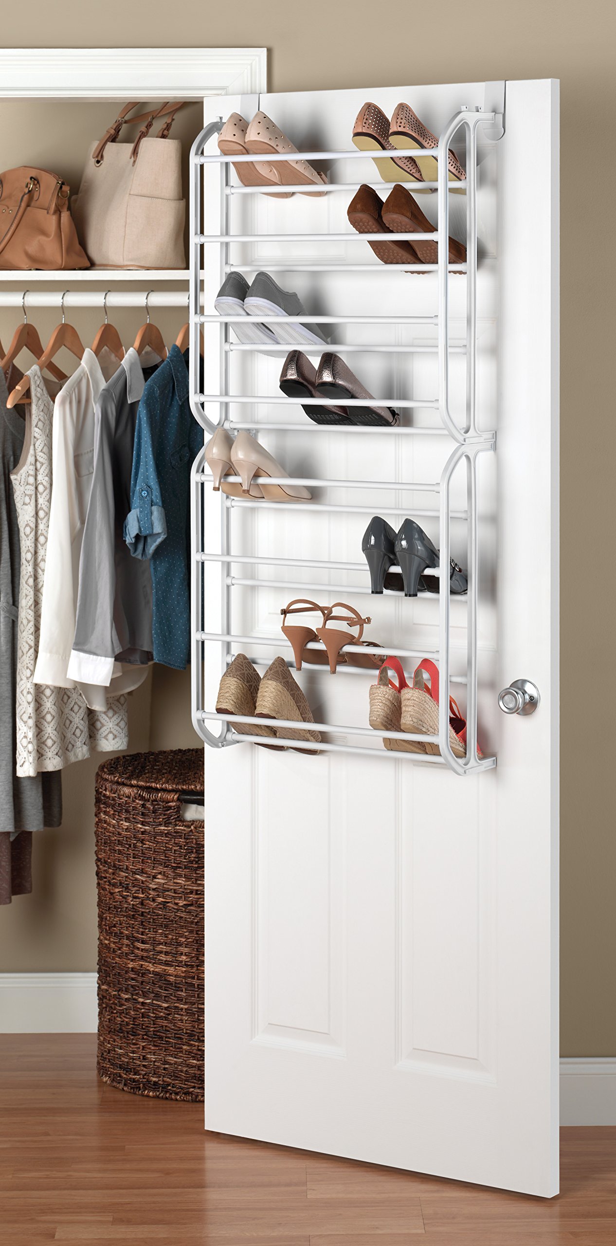 Whitmor 24 Pair Over The Door Shoe Rack-White