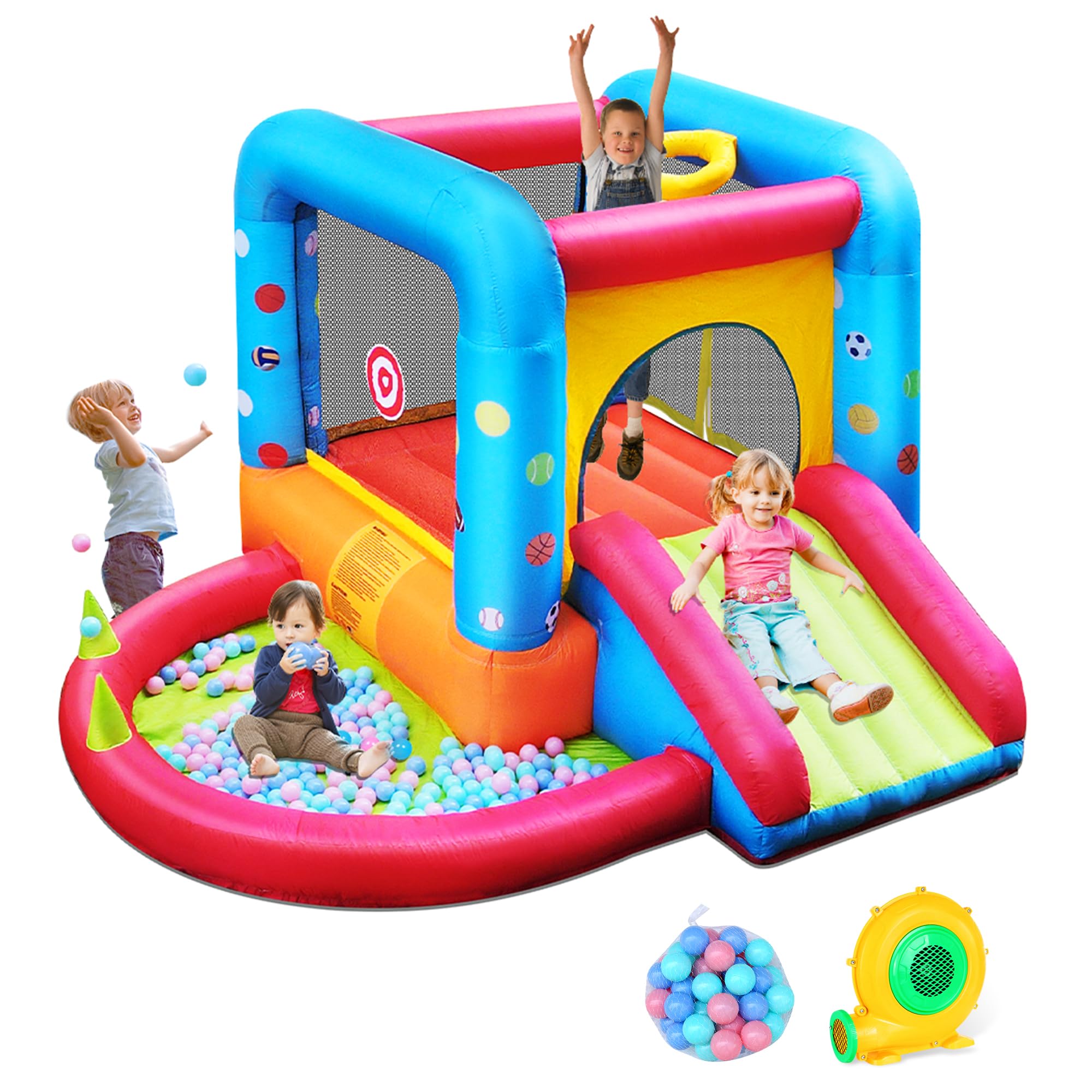 Step4Fun Inflatable Bounce House, Kids Castle Slide Bouncer for ...