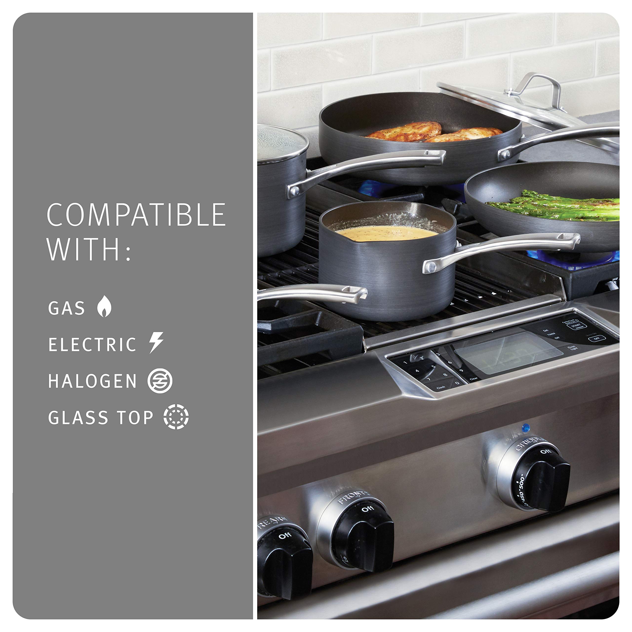 Calphalon Classic Pots And Pans Set, 10-Piece Nonstick Cookware Set, Grey