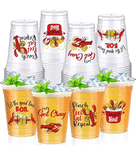 Disposable Crawfish Boil Cups 40 Pcs Crawfish Party Cups - 12oz ...