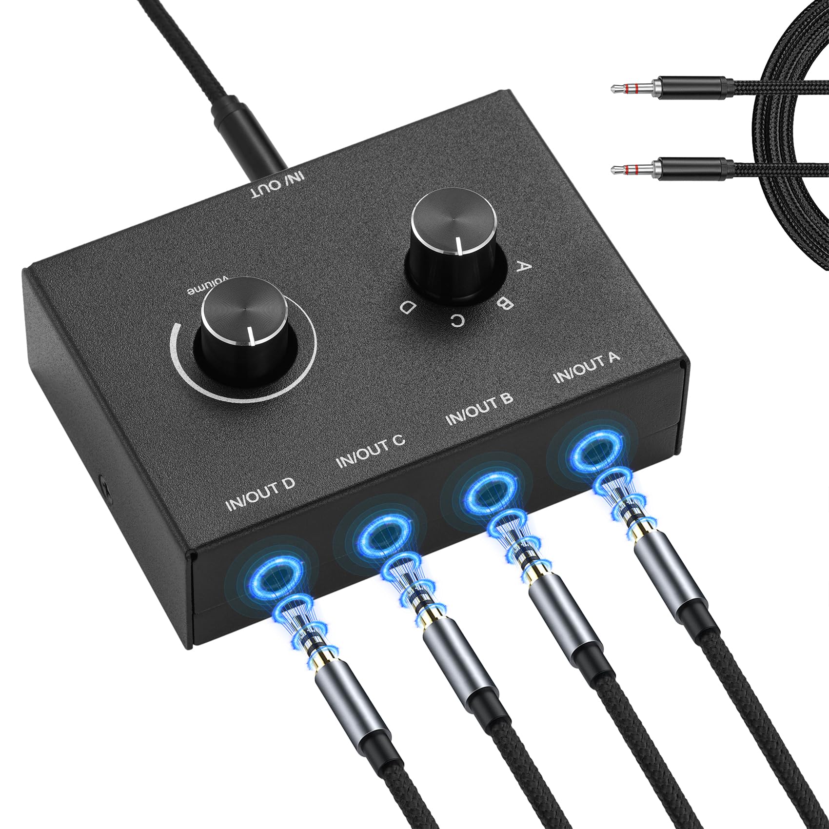 4 Way 3.5mm Stereo Audio Switch, AUX 3.5mm Audio Switch Audio Switcher ...