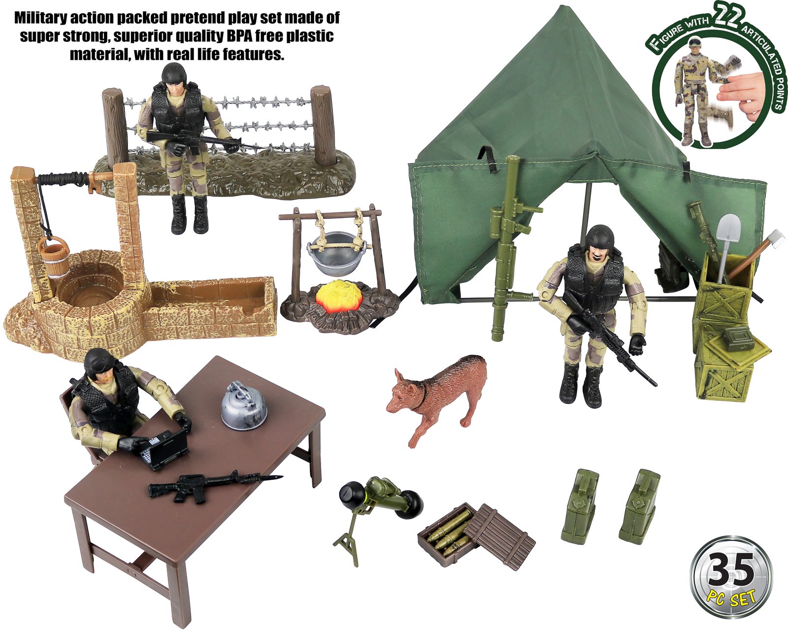 Mua Click N' Play Military Campsite 35 Piece Play Set with Accessories ...