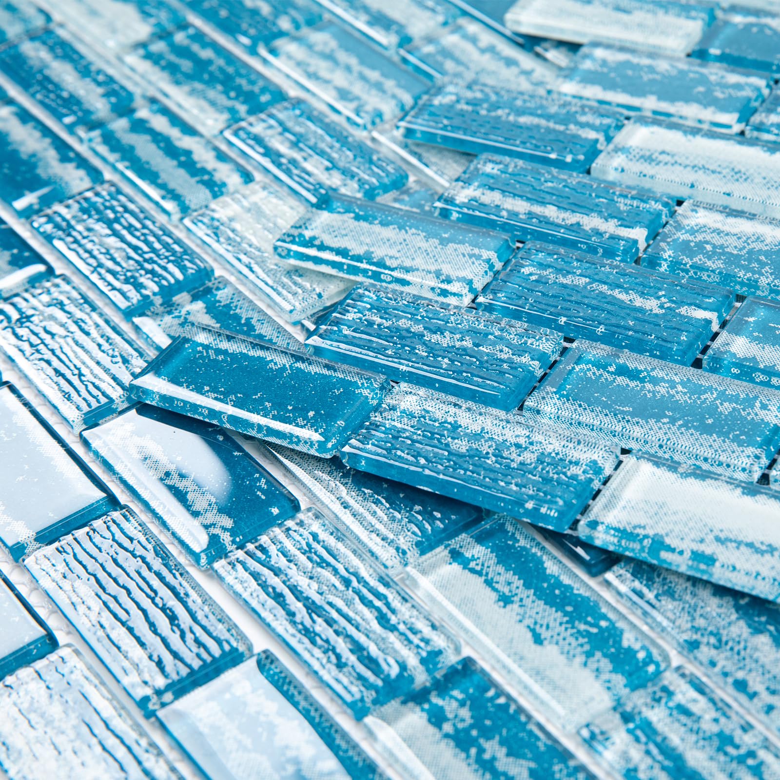 Adedeo Glass Mosaic Tile Gradient Ddark Blue 12 x 12 Inch Glossy Glass ...