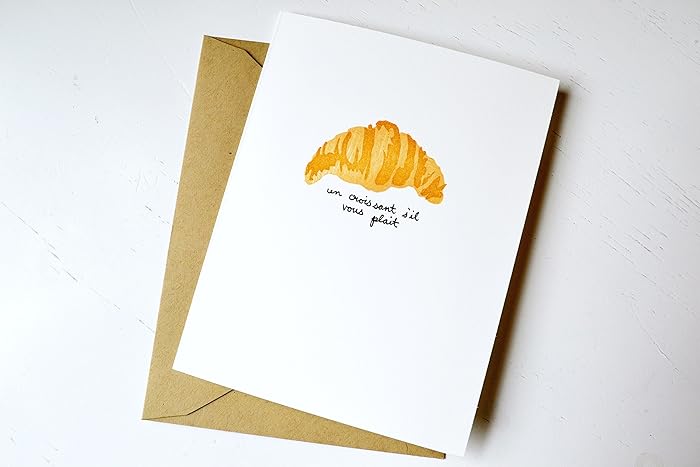 Amazon.com: French Croissant Greeting Card: Handmade