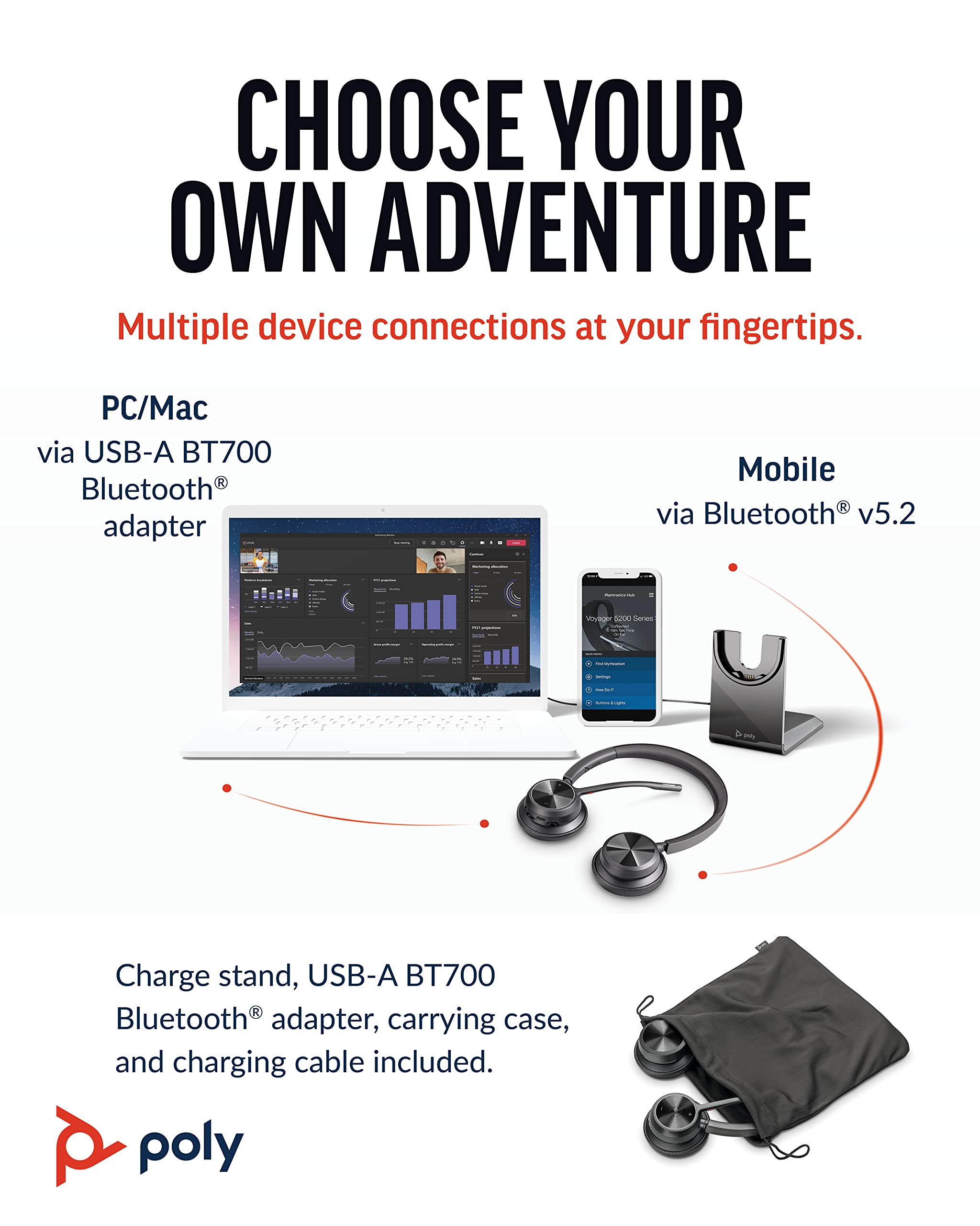 Mua Poly Voyager 4320 UC Wireless Headset & Charge Stand - Stereo ...