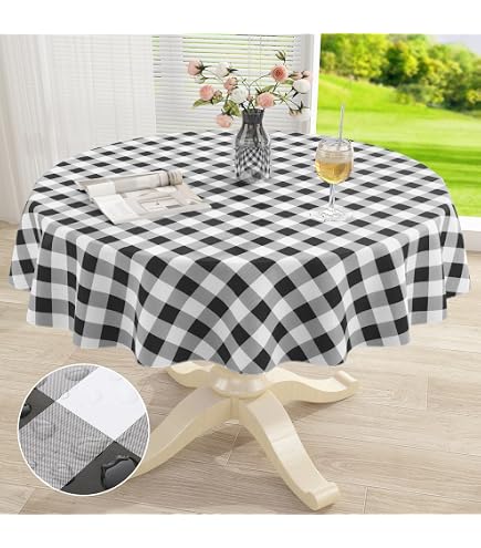 Black And White Checkerboard Vinyl Tablecloth Checkered Black Table