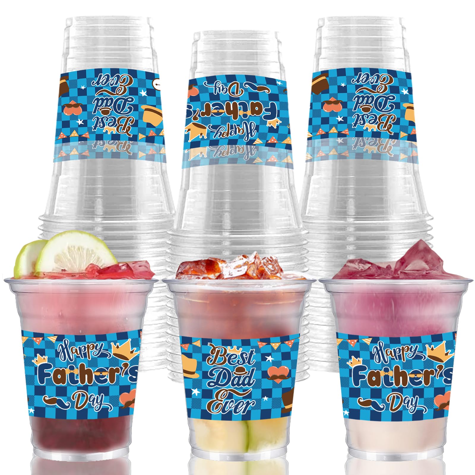 HABDJILTY Happy Father's Day Cups 12 Oz Fathers Day Party Plastic Cups ...