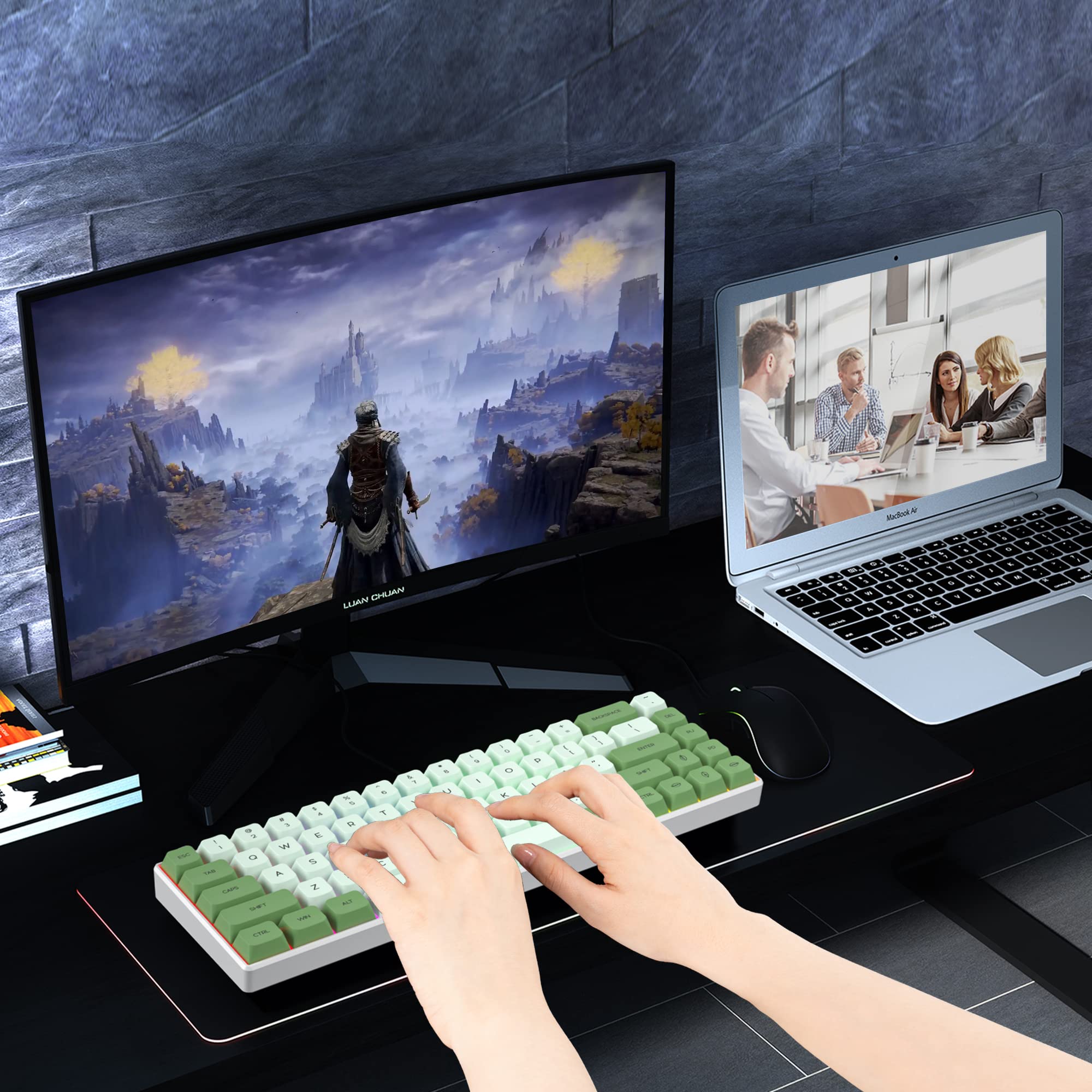 Mua Owpkeenthy Wired 65% Percent Mechanical Gaming Keyboard Creamy ...