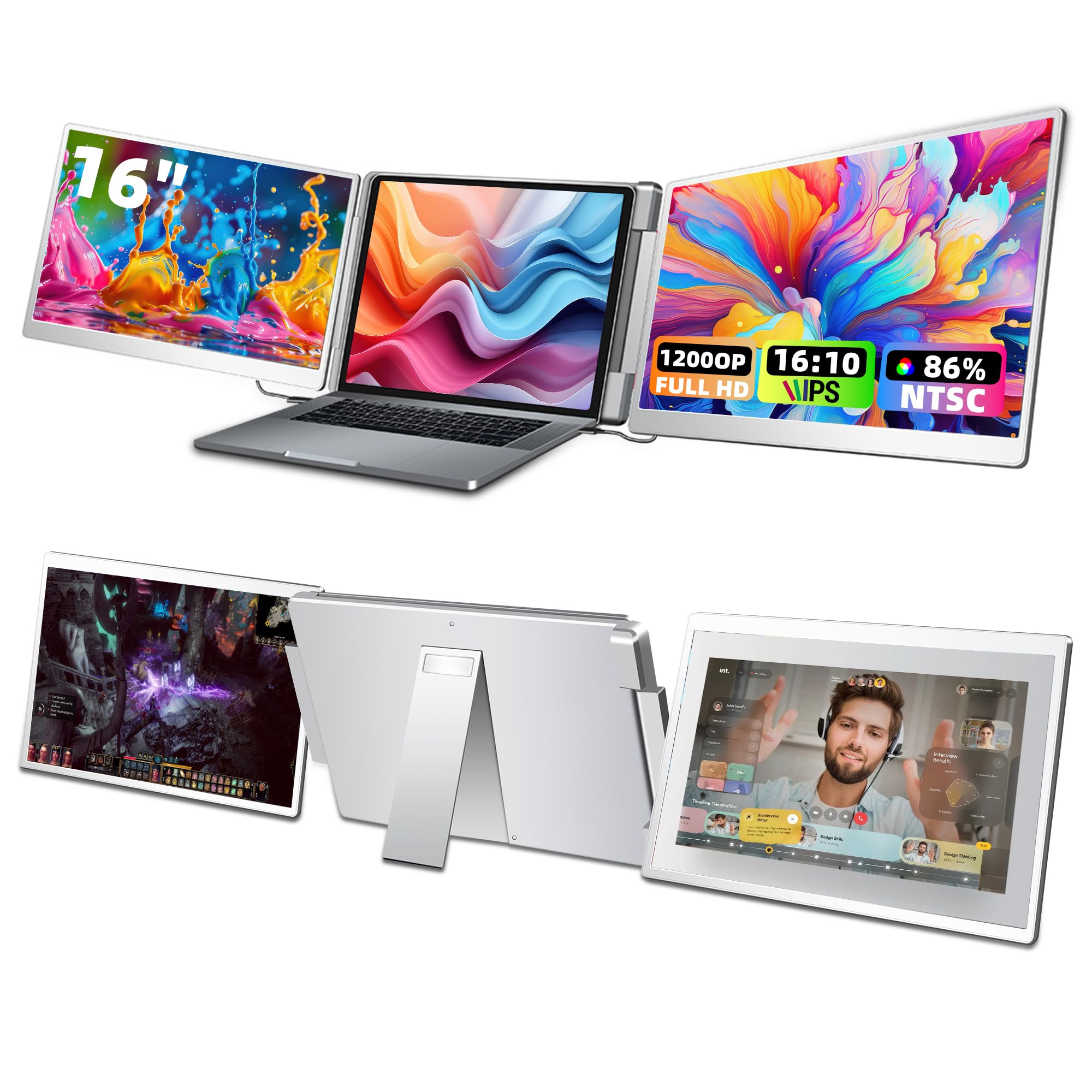 Laptop Screen Extender Computer Upgraded 16" Portable Monitor,FHD 1200P ...