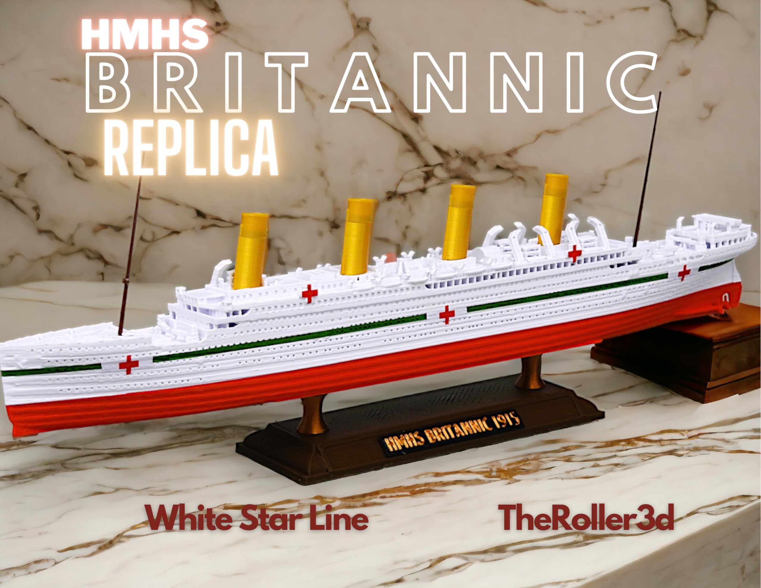 THEROLLER3D HMHS BRITANNIC Model Ship With Seamines And Stand, 1 Ft ...