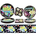 Amazon.com: 80s Party Supplies - 122 Pcs 80s Plates Napkins Tablecloth ...
