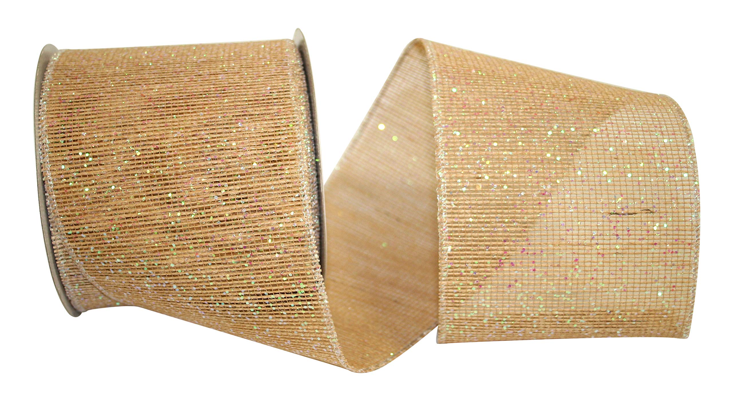 Reliant Ribbon Jute Iridescent Wired Edge Ribbon, 4 Inch X 10 Yards ...