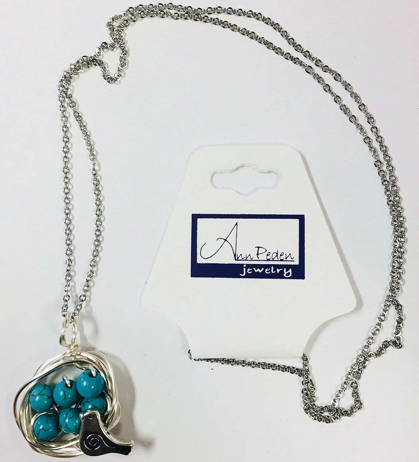 Amazon.com: Robins Nest or Bird's Nest Pendant with 6 Turquoise Eggs on ...