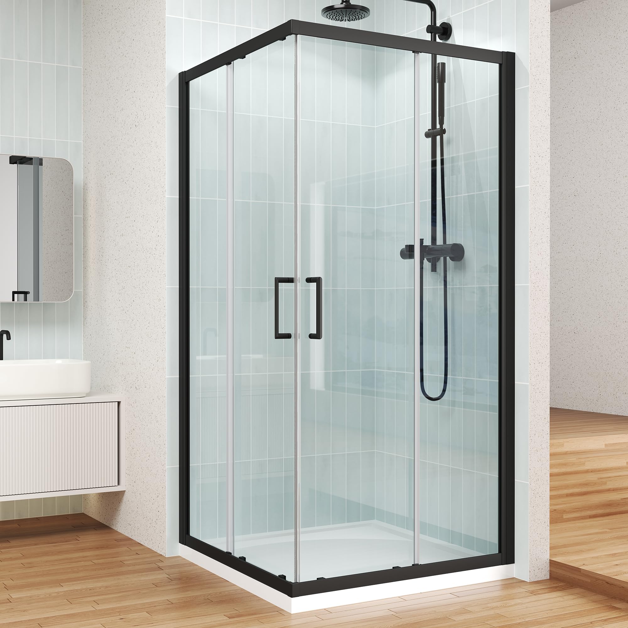 ENSO SENKA Corner Shower Enclosure 36" D X 36" W X72" H Shower Stall for Walk in Shower, 1/4 ...