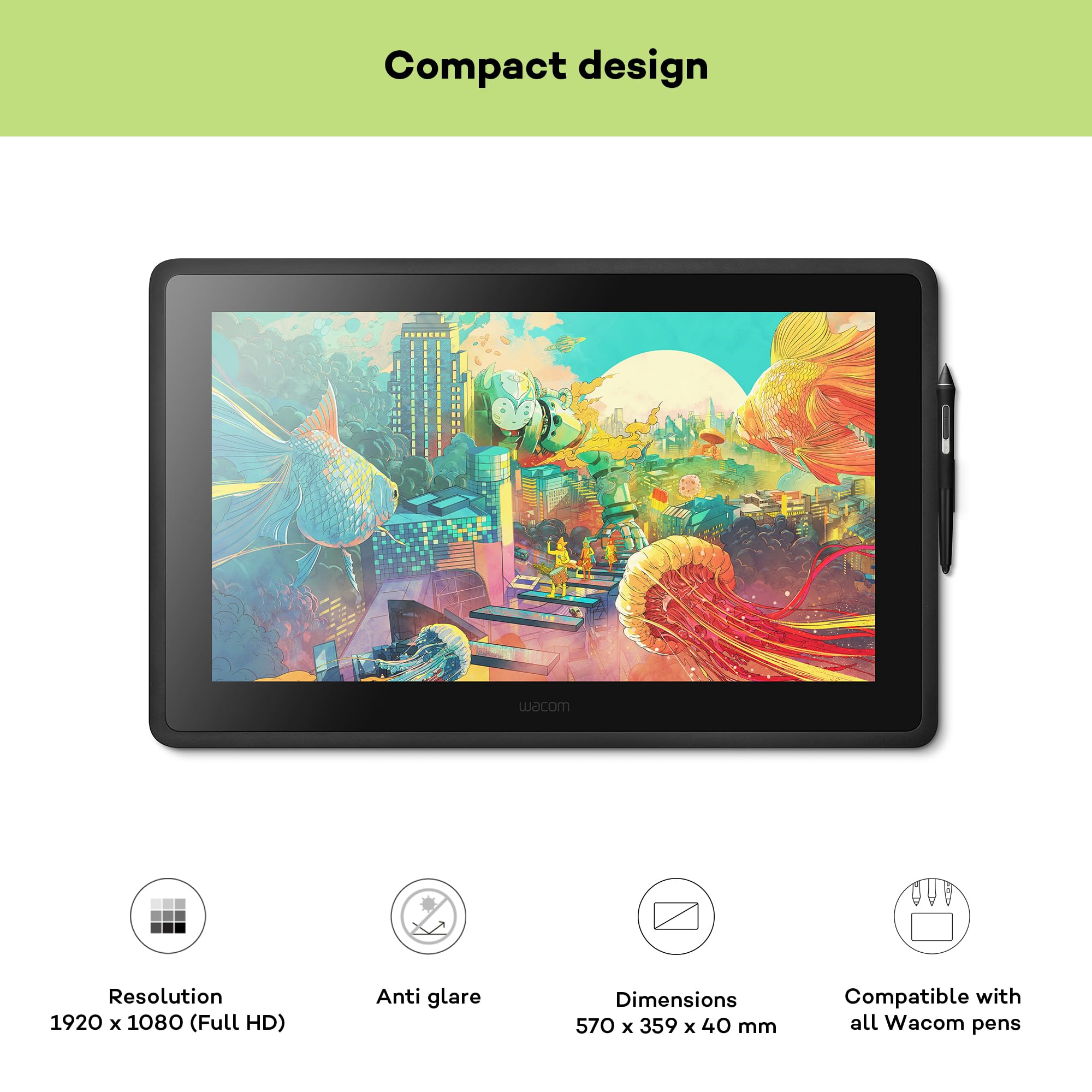 Wacom Cintiq 22 Creative Pen Display Including Adjustable Stand —for On Screen Illustrating And ...