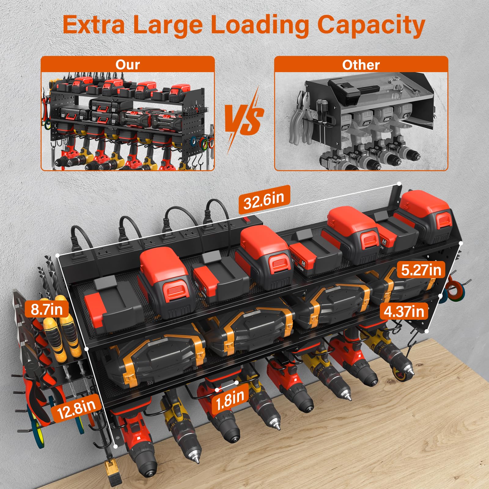 Mua JUNNUJ Large Pegboard Power Tool Organizer with Charging Station, 8 ...