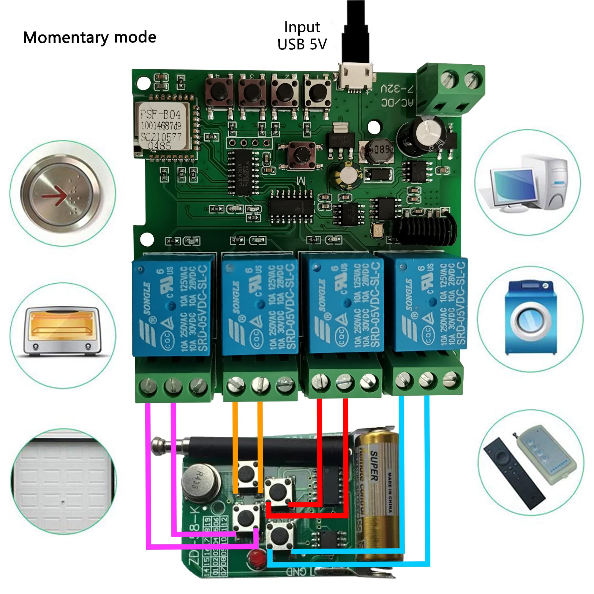 Mua 4 Channel WiFi Momentary Relay Self-Latching Switch Module with ...