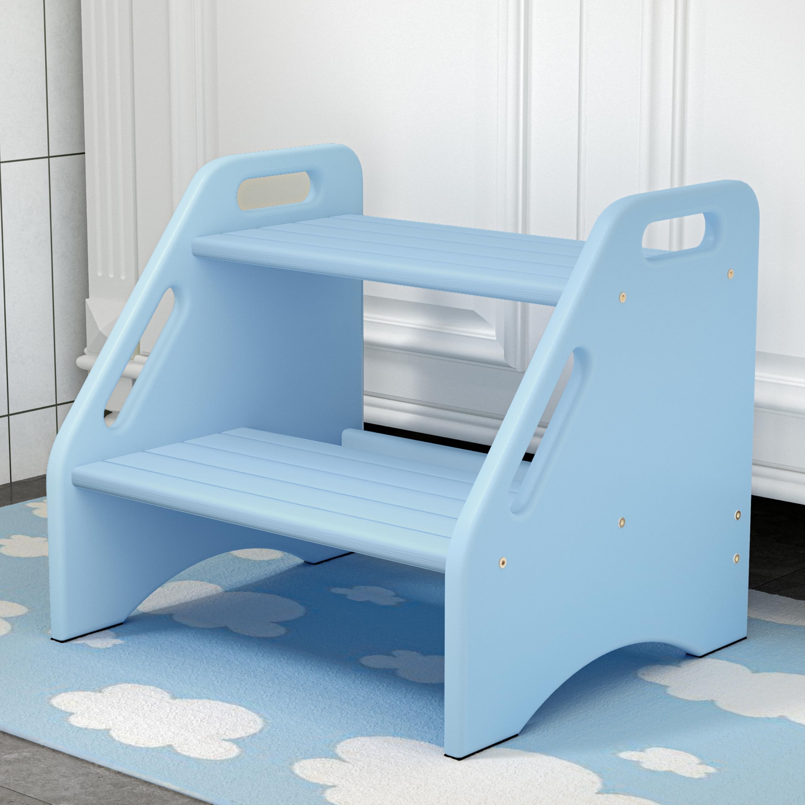 AMBIRD Wooden Step Stool, Two Step Stools 300 lbs Capacity with Safety ...