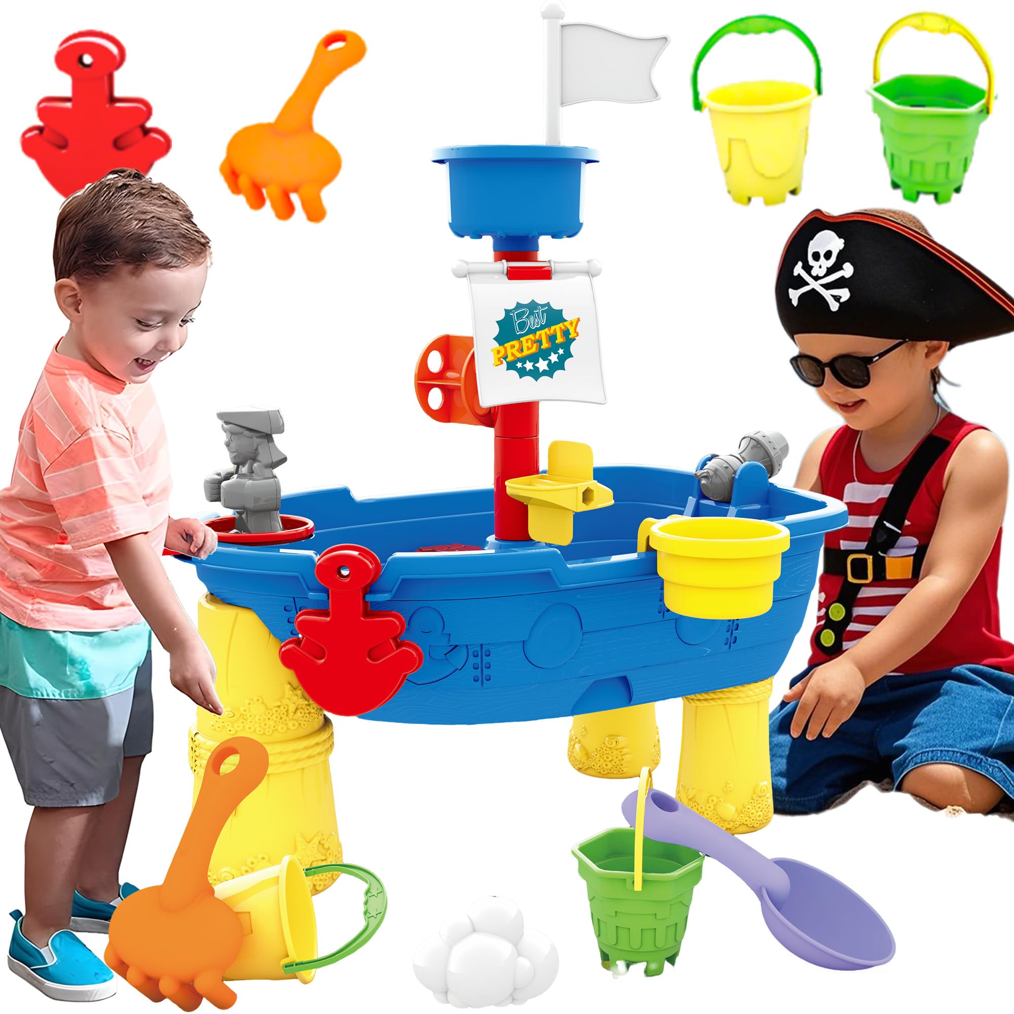BELLOCHIDDO Water and Sand Table - Summer Toys Kids Water Play Table ...