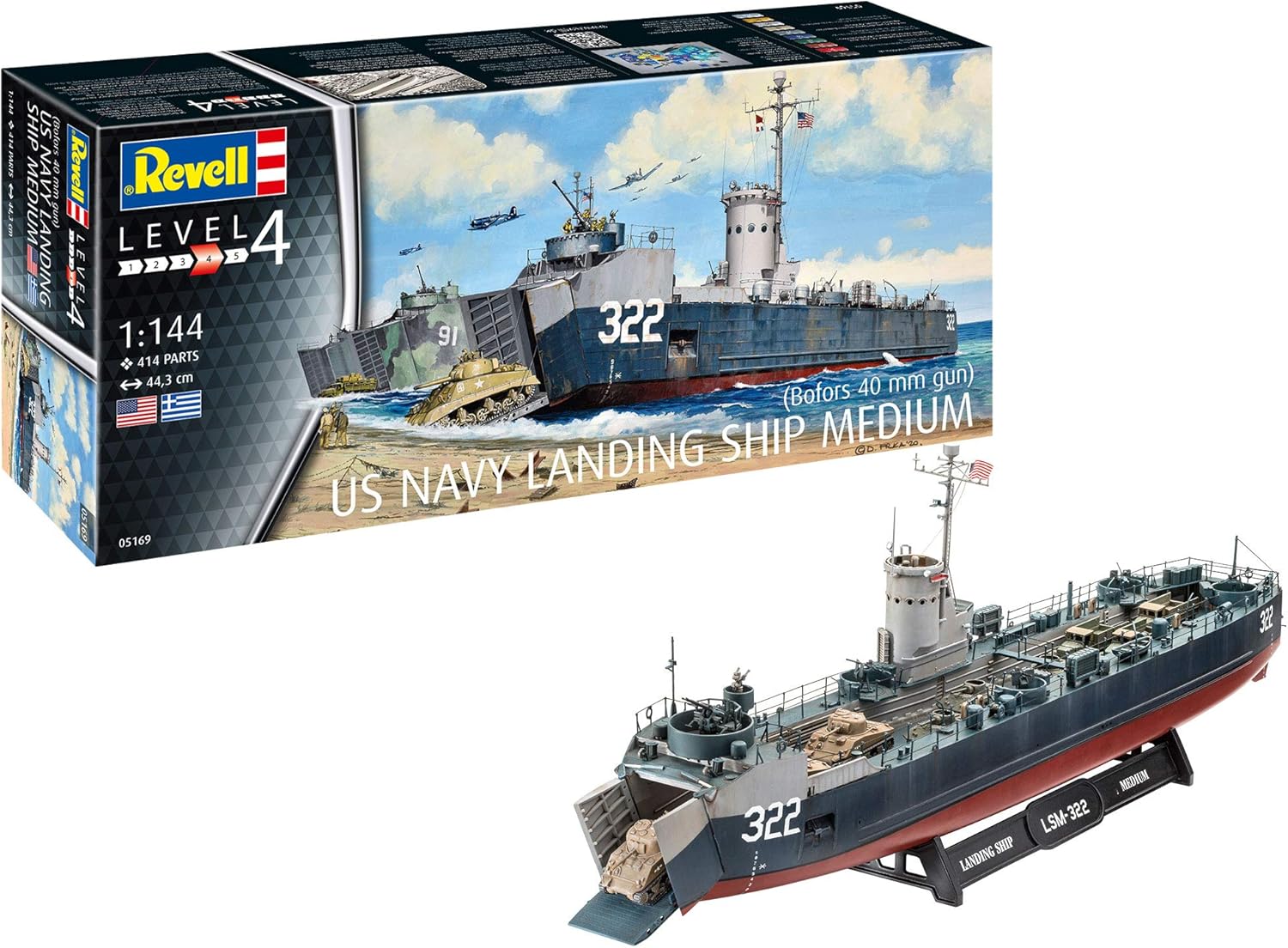 Amazon.com: Revell RV05169 05169 US Navy Landing Ship Medium (Bofors ...