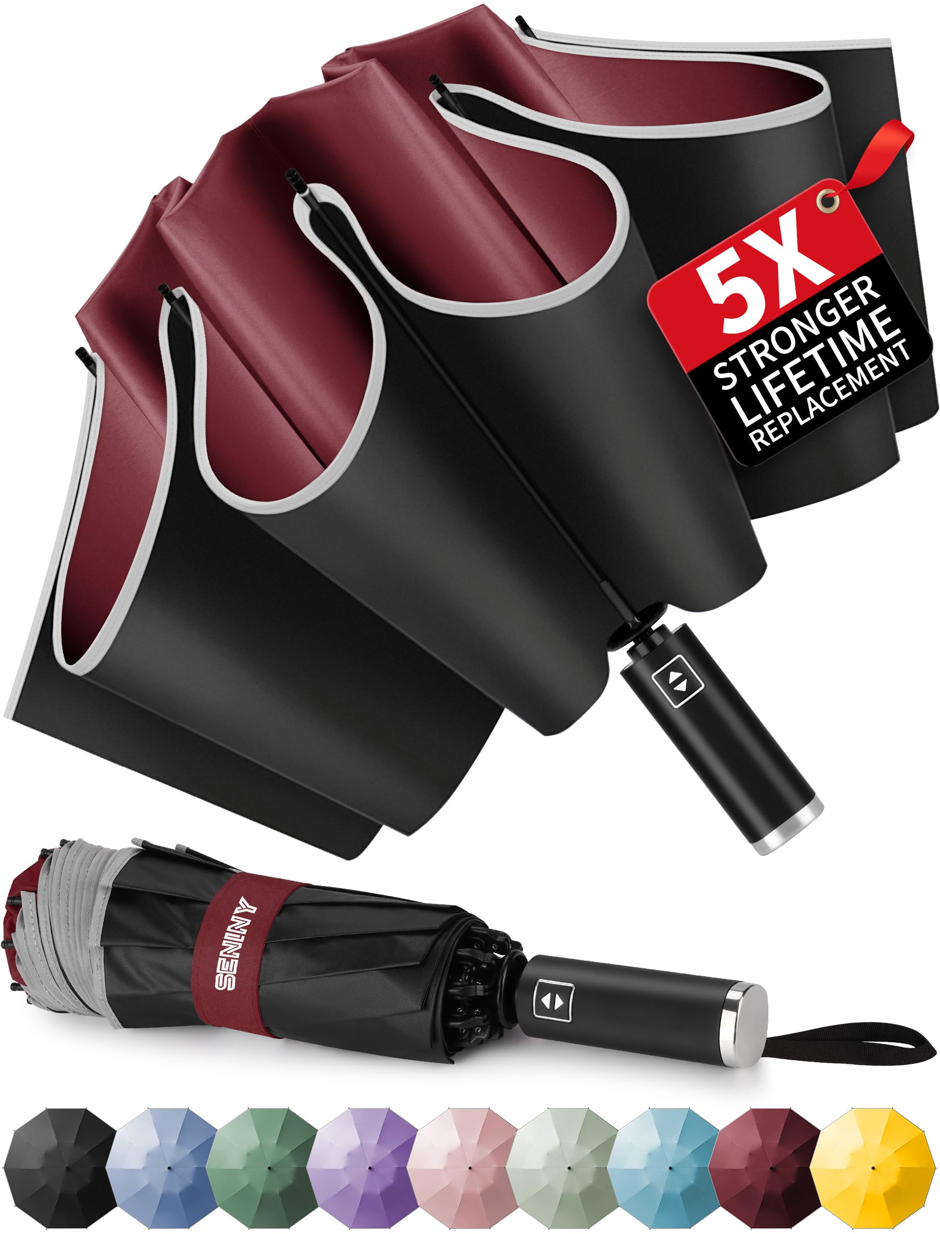 Seniny Inverted Travel Umbrella, Automatic Umbrellas for Rain ...