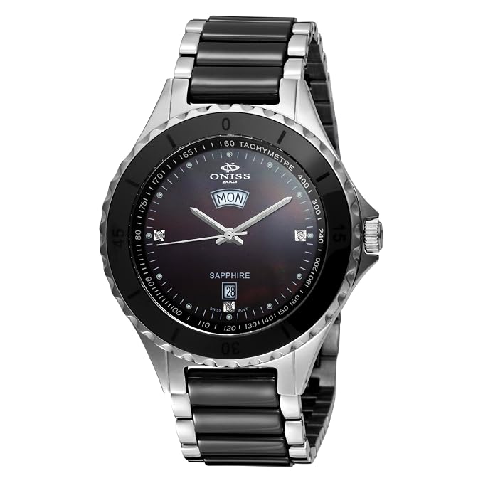 Buy Oniss Paris Men's ON8012-M BLK Swiss Quartz Ceramic and Stainless ...