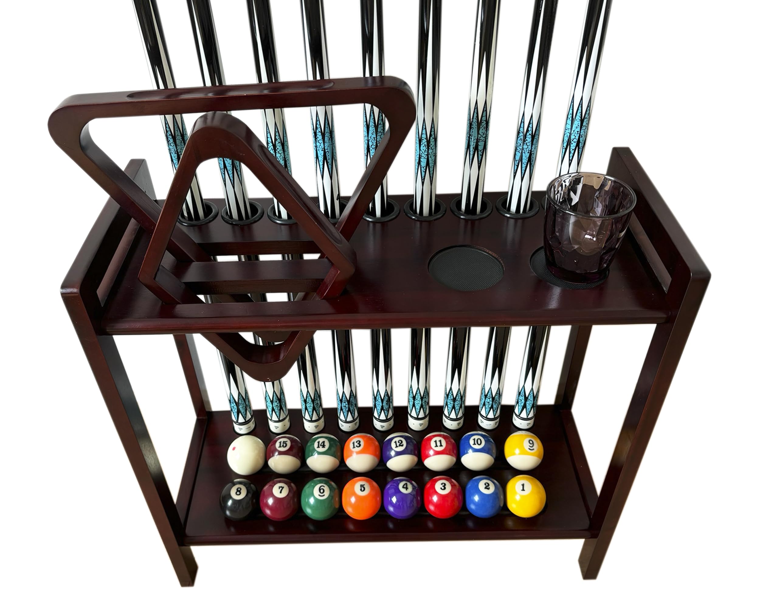 GACCO BILLIARDS Pool Stick Holder Floor Stand Holds 9 Cues & Pool Table ...