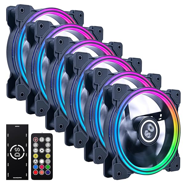 DS Wire Rainbow RGB Case Fan, Addressable RGB LED 120mm Fan with Remote ...