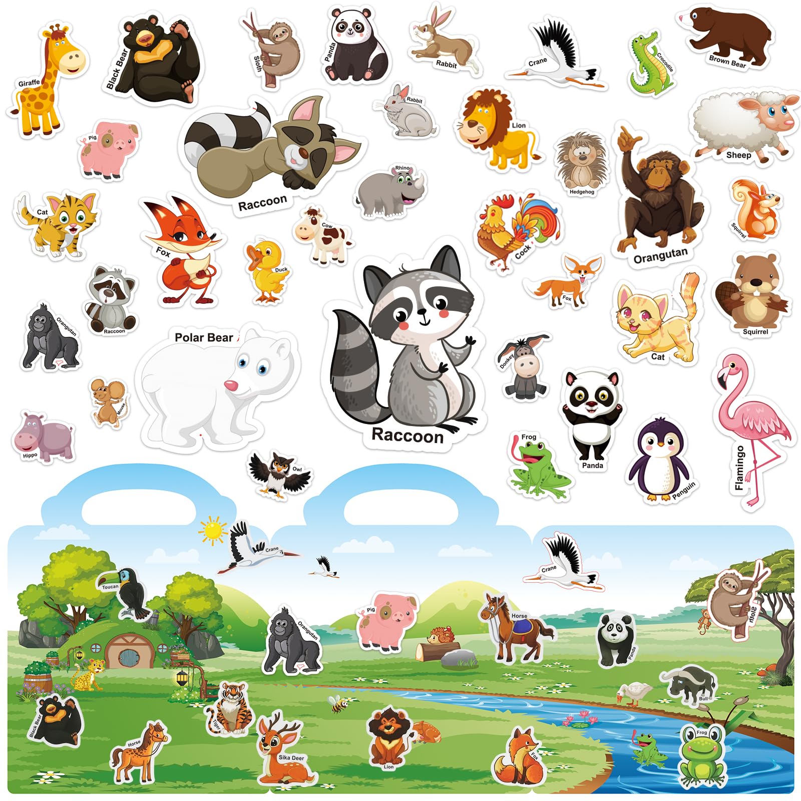 211 PCS Animals Reusable Sticker Books for Kids, 6 Sheets Reusable ...