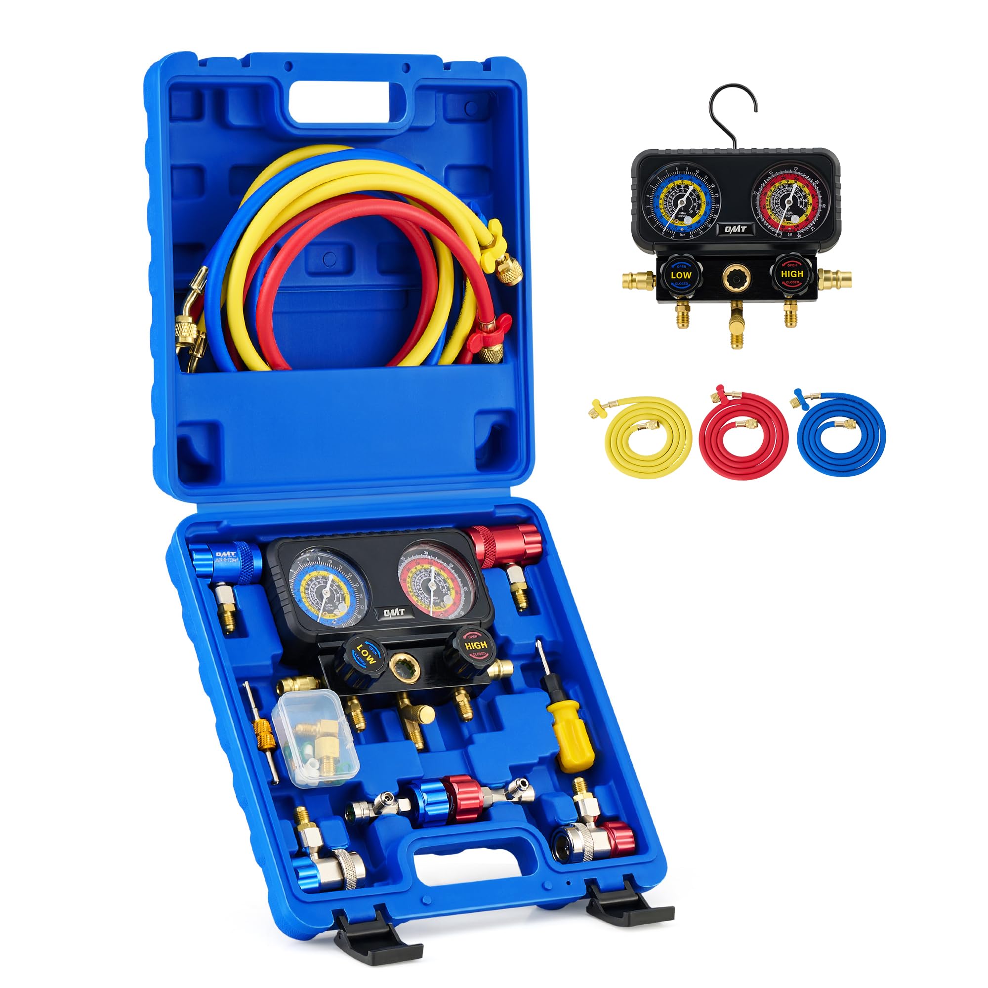 Orion Motor Tech AC Gauges, 3 Way Manifold Gauge Set for R1234yf R134a ...