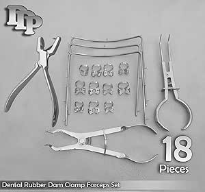 Amazon.com: 18pcs Dental Rubber Dam Clamp Forceps Set Palmer Ivory ...
