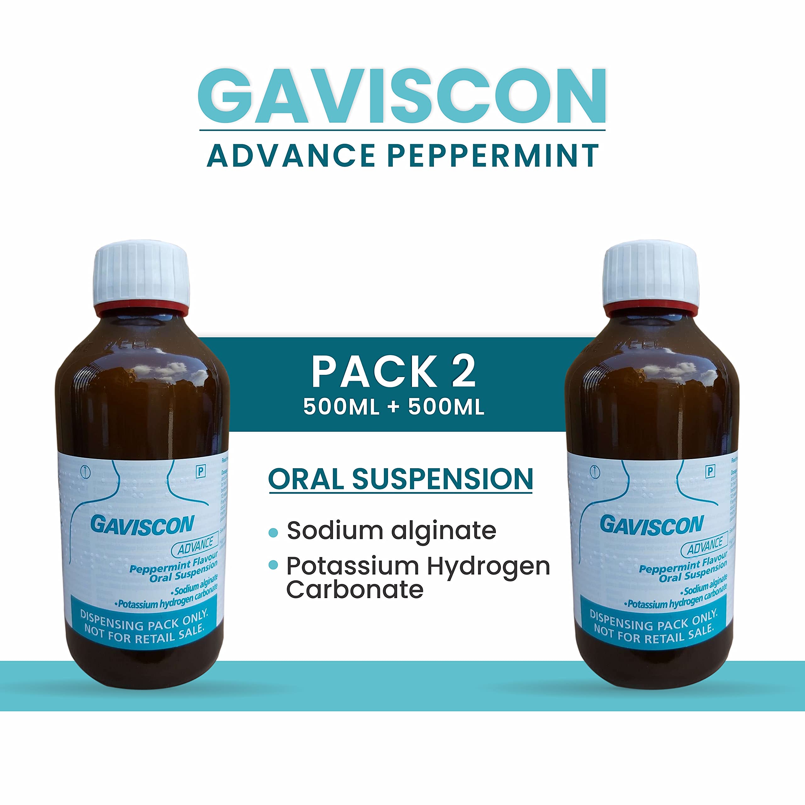 Mua Gaviscon Advance Peppermint 500ml Pack of 2 with (2 Free Plastic ...