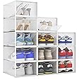 Amazon.com: BINO 12-Pack Plastic Stackable Shoe Box Set - Clear ...
