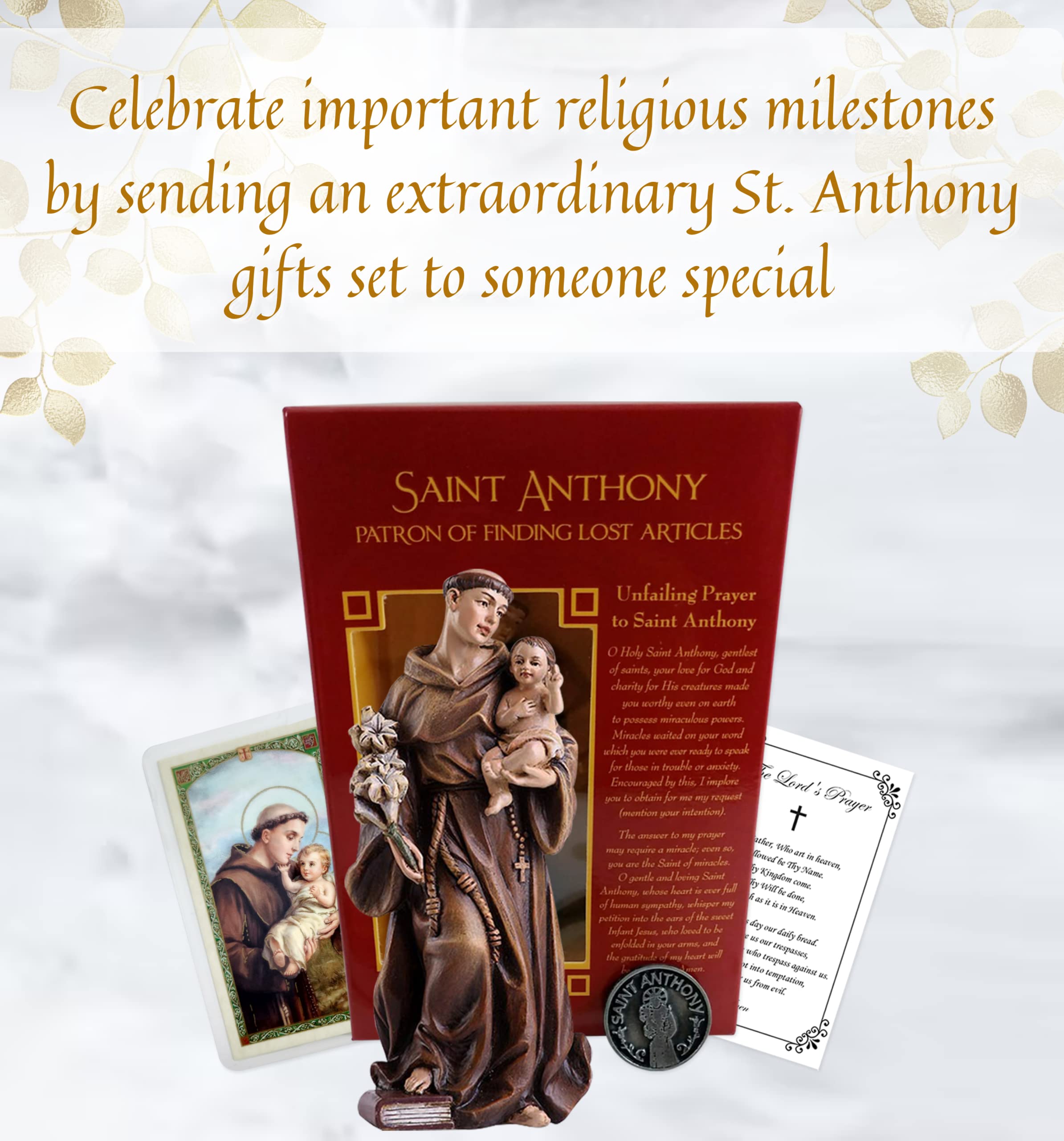 Mua St Anthony of Padua Statue Figurine (4 Inch), Laminated Prayer Card ...