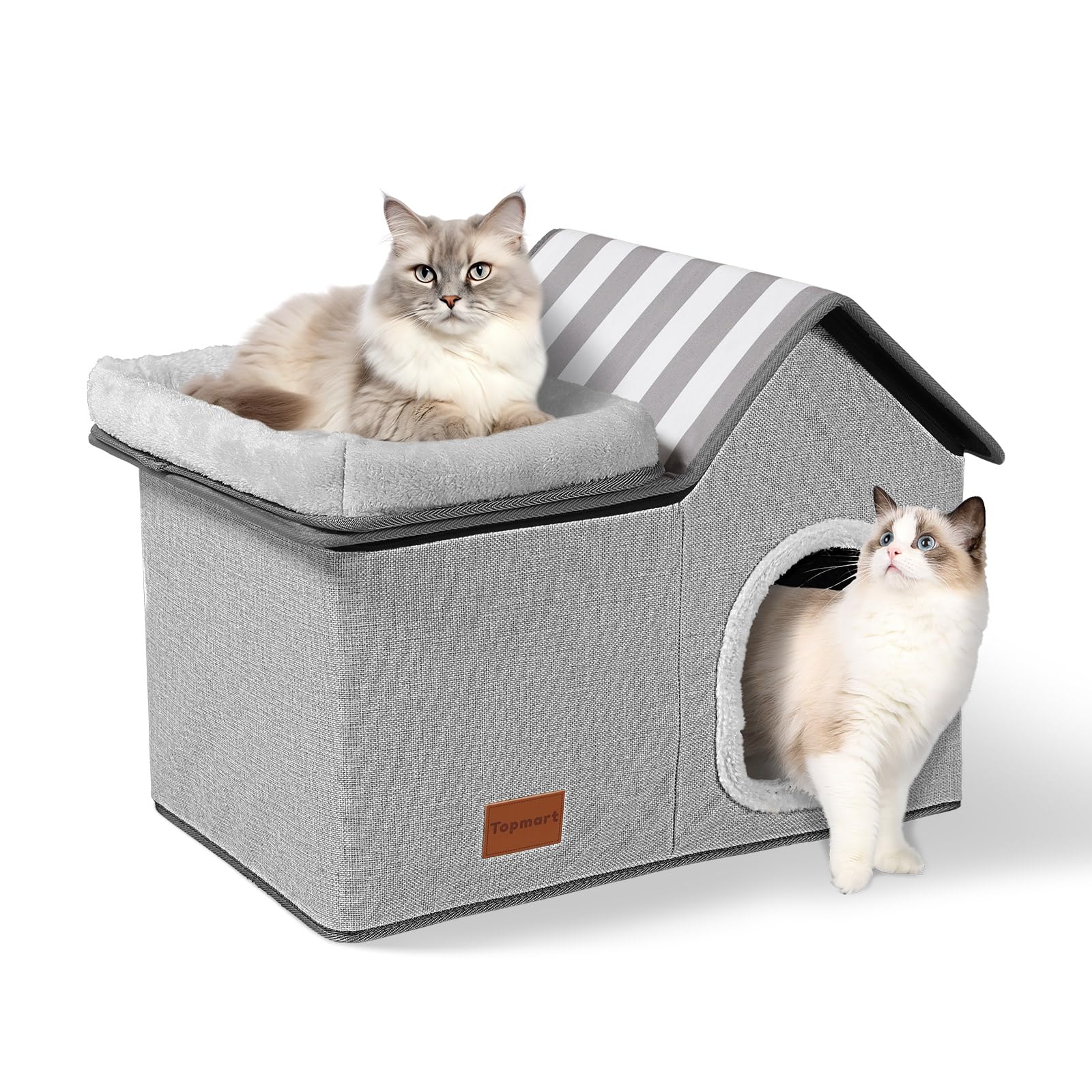 Topmart Cat House with Cat Bed,Large Cat Houses for Indoor Cats Condo,2 ...