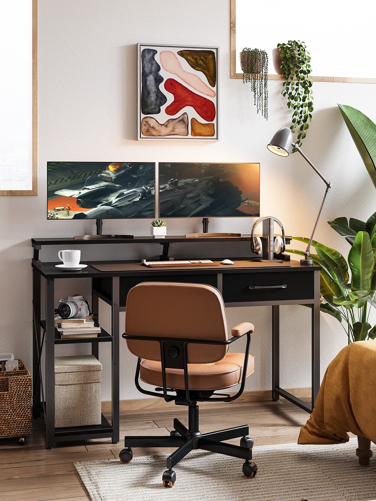 ODK Computer Desk With Drawers, 48 Inch Office Desk With Storage ...