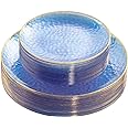 Amazon.com: Rubtlamp 60Pcs Clear Blue Plastic Plates,Hammered Blue ...