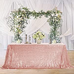Amazon.com: OQSQ Rosegold Sequin Tablecloth 50x80 inch, Glitter Drape ...