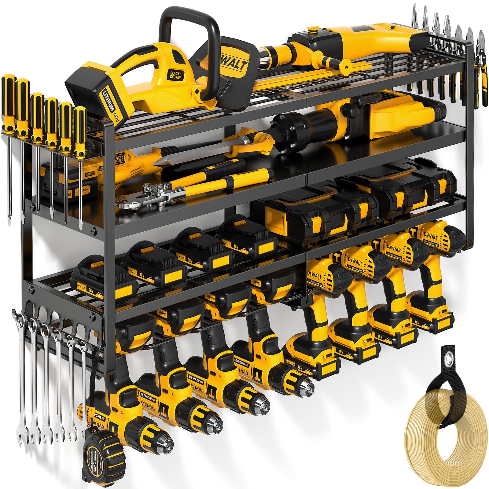 POKIPO Large Power Tool Organizer Wall Mount, Heavy Duty Widen 8 Drill ...