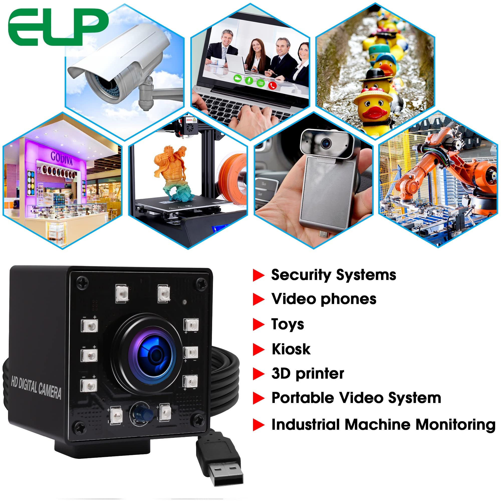Mua ELP Camera USB 1080P Wide Angle Fisheye 170degree IR LED Infrared ...