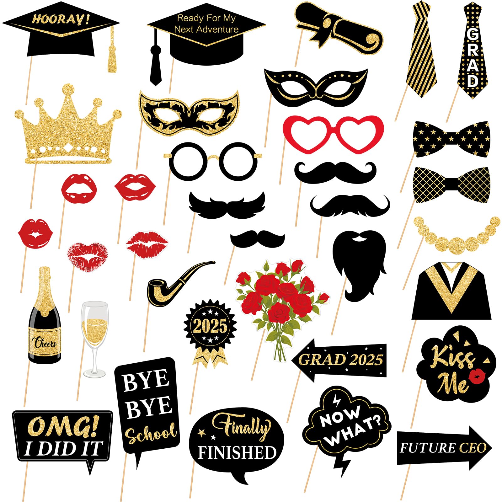 36 Pcs Graduation Photo Booth Props Graduation Decorations Funny Photo ...