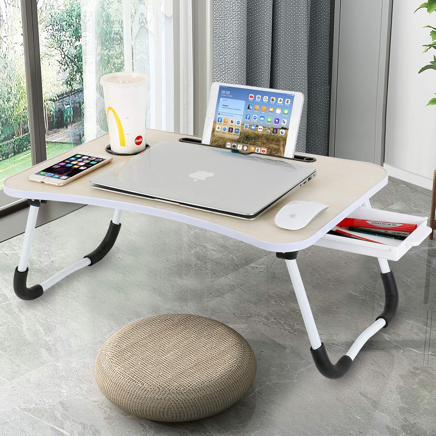 CHARMDI Laptop Desk with Storage Drawer, Portable Lap Desk with ...