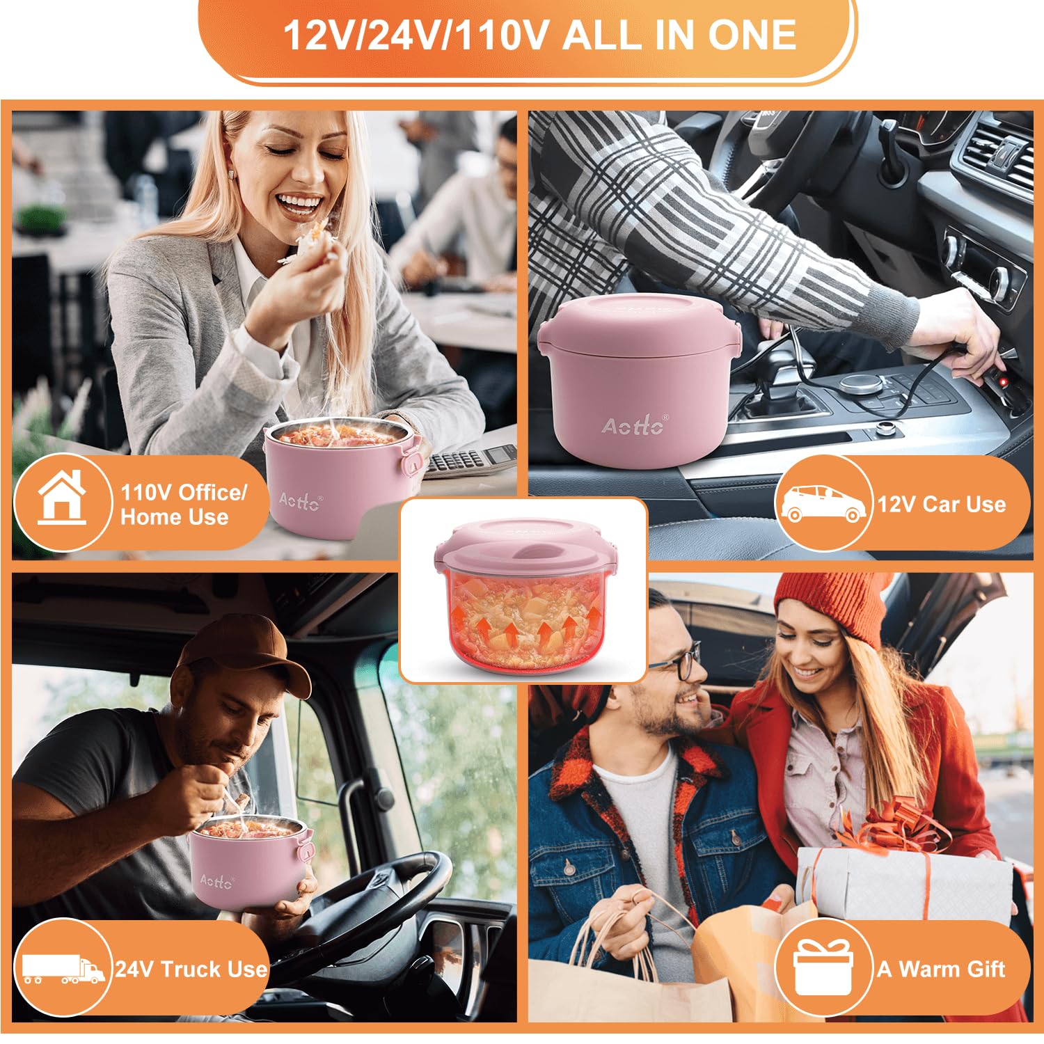 Mua Aotto Electric Lunch Box, 50/70/80W 3 in 1 Portable Food Warmer Heated Lunch Boxes for ...